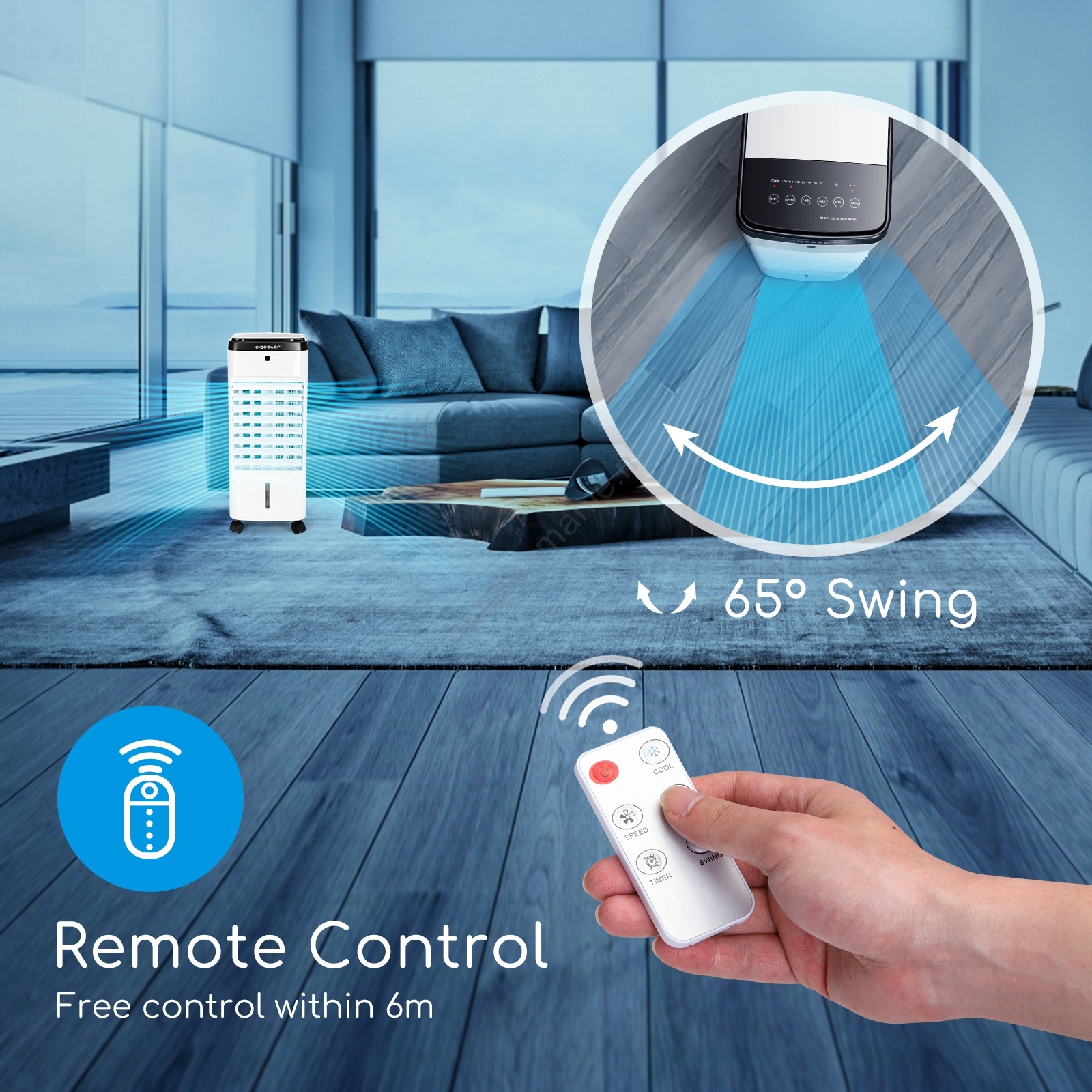 Aigostar - Airconditioner 60W/230V wit/zwart + afstandsbediening ...