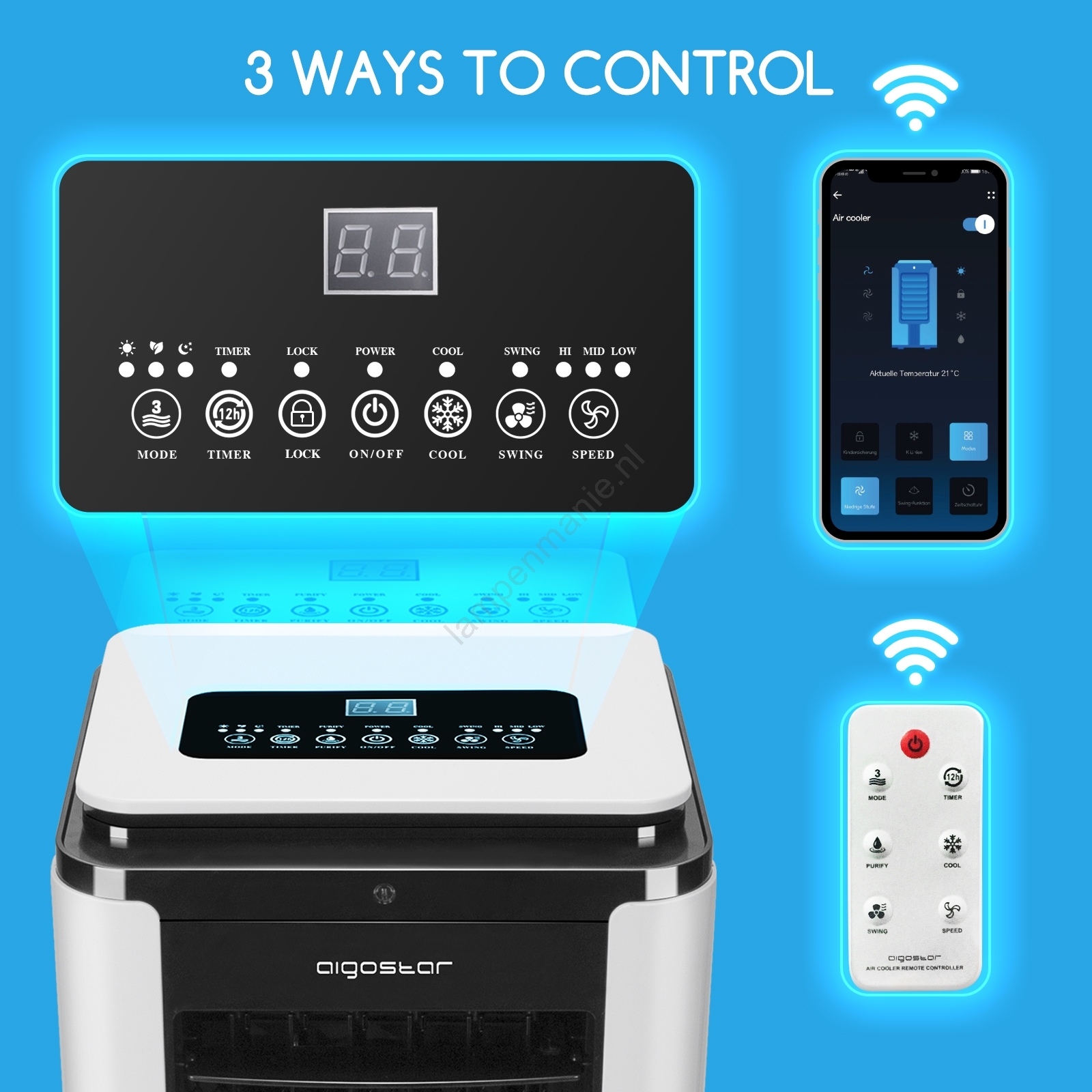 Aigostar - Slimme Airconditioner 75W/230V Wi-Fi + afstandsbediening ...