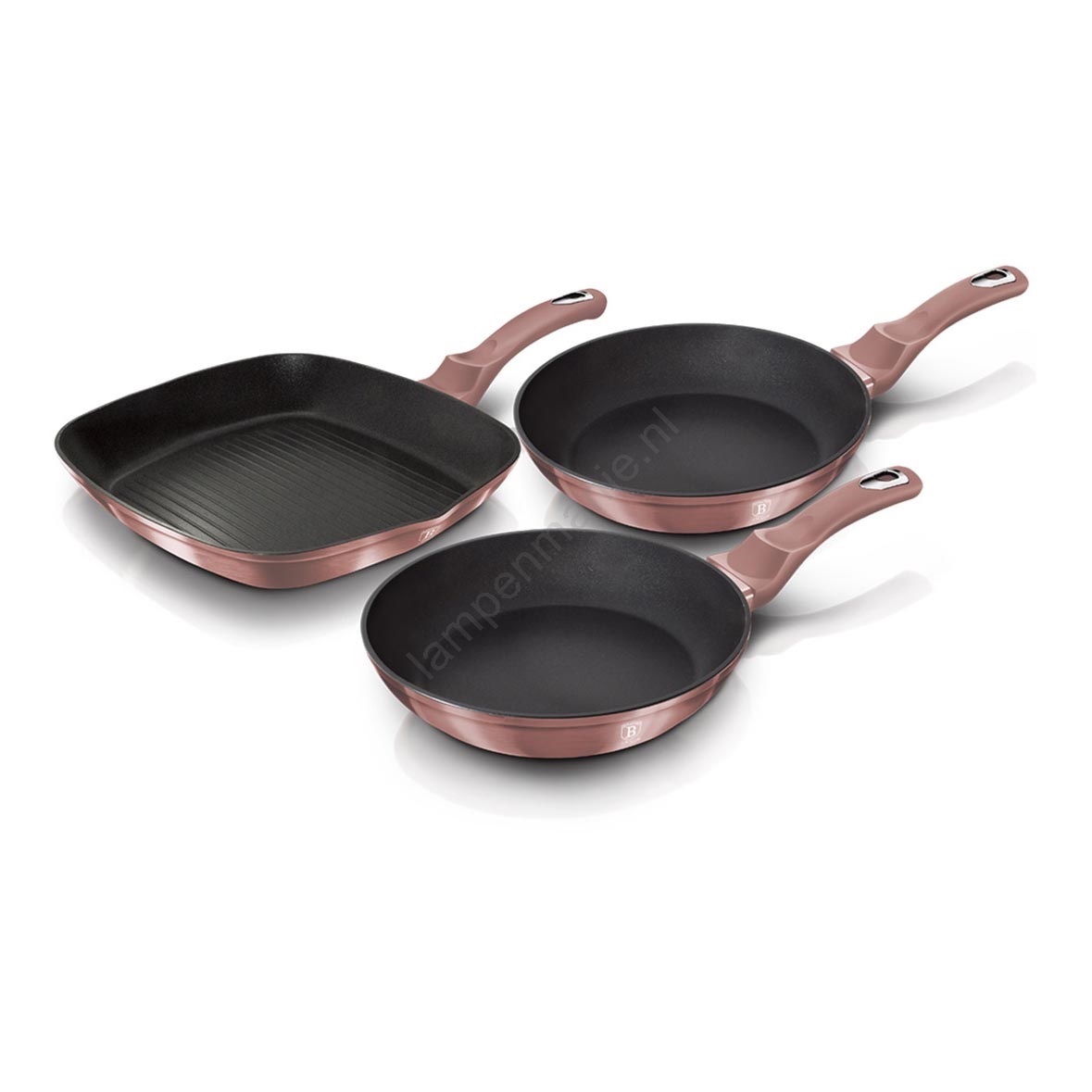 BerlingerHaus - Set pannen met titanium oppervlak 3 stuks roségoud ...