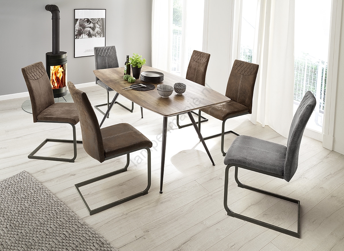 Eetkamerstoel VIVIEN, set van 4, bruin | Lampenmanie