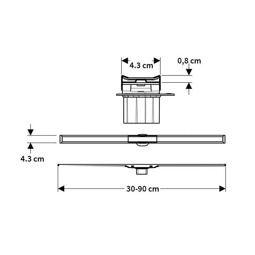 Geberit 154.453.KS.1 - Afvoergoot CleanLine 90x0,8 cm RVS | Lampenmanie