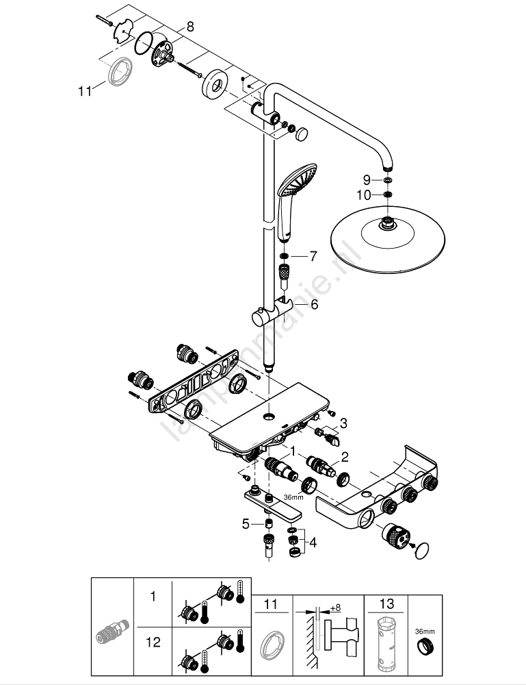 GROHE 26510000 - Douchesysteem EUPHORIA SMARTCONTROL 450 mm, glanzend ...