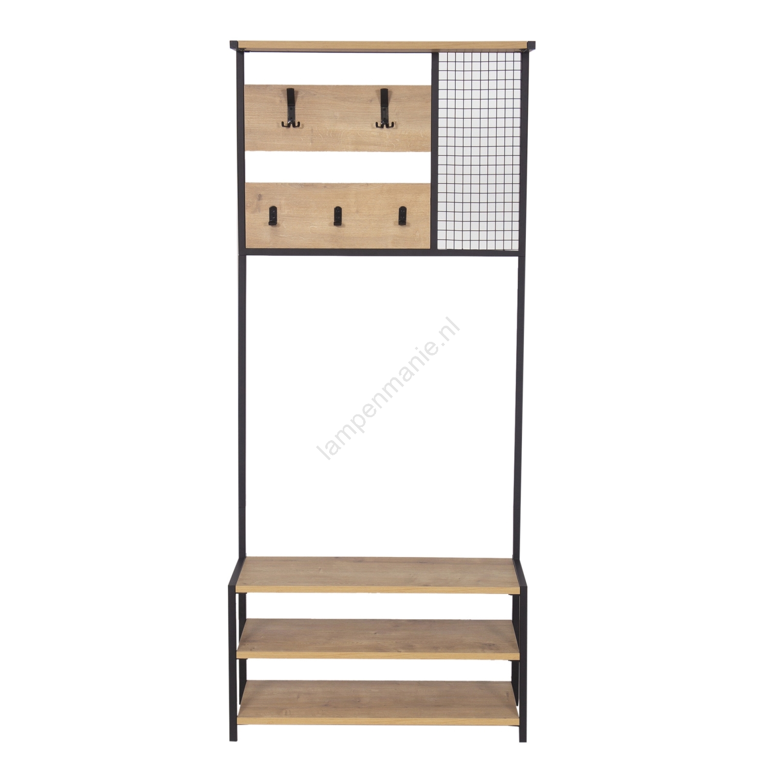Hal Wandkast NOMAD 182x78 cm zwart/beige | Lampenmanie