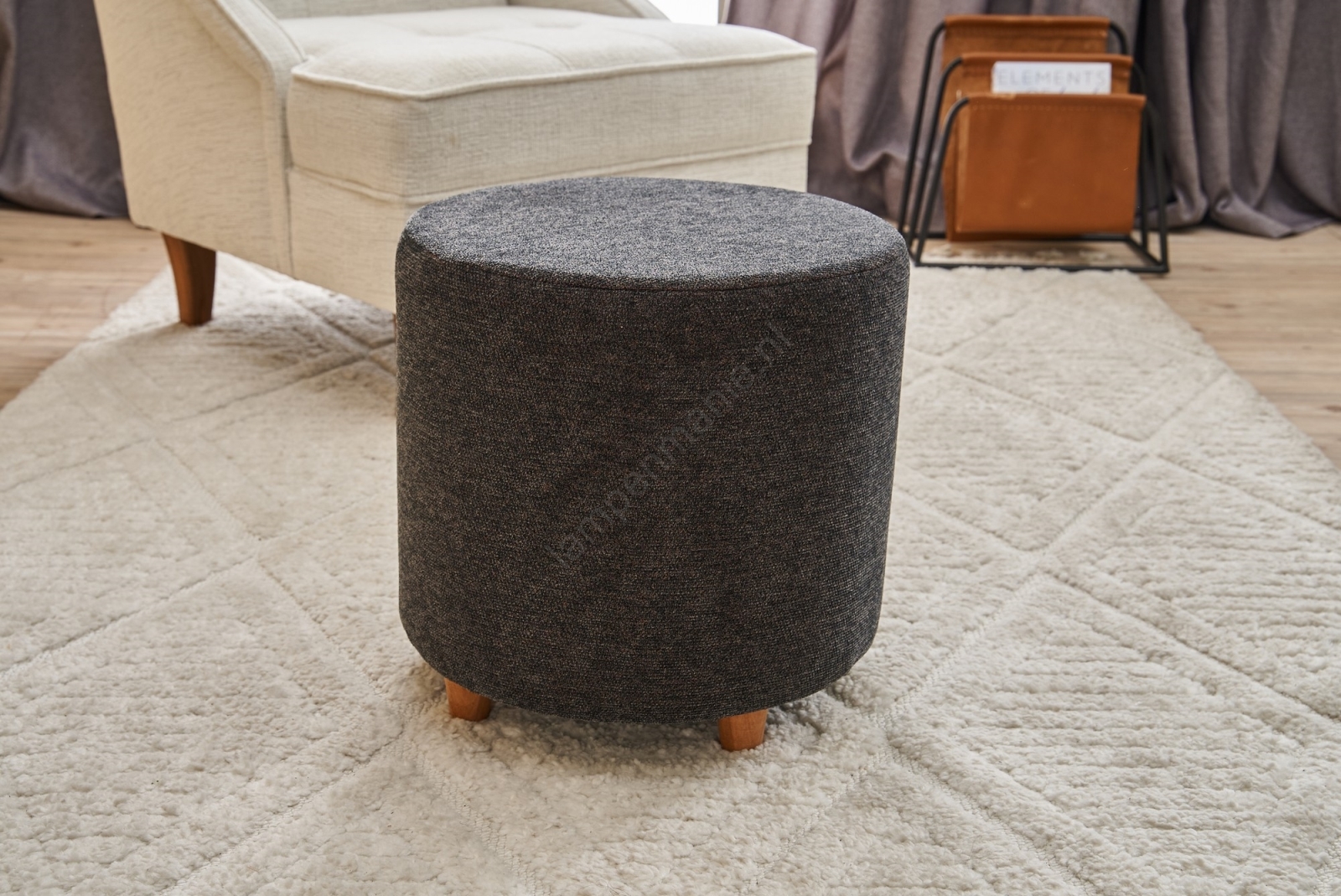 Hocker KIMA Ø 40 cm antraciet | Lampenmanie