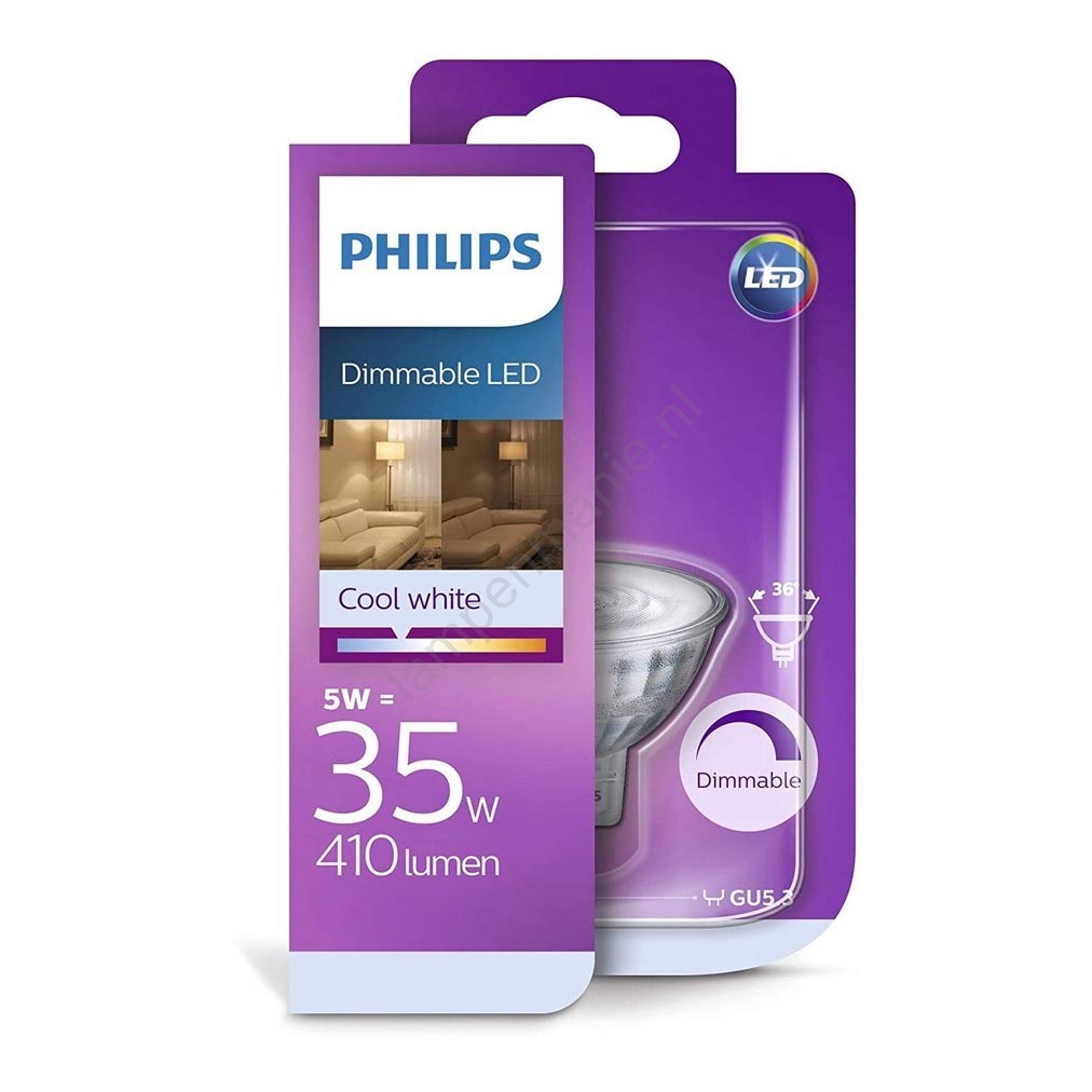 LED Lamp dimbaar Philips GU5,3/MR16/5W/12V 4000K | Lampenmanie
