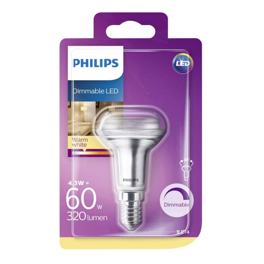 LED Lamp dimbaar Philips R50 E14/4,3W/230V 2700K | Lampenmanie