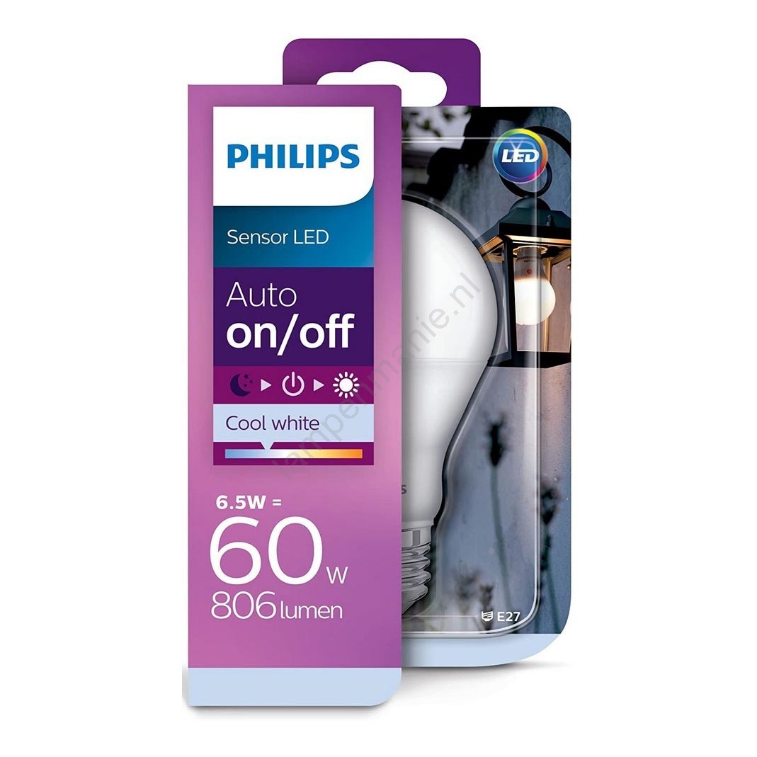 LED Lamp met Sensor Philips A60 E27/6,5W/230V 4000K | Lampenmanie