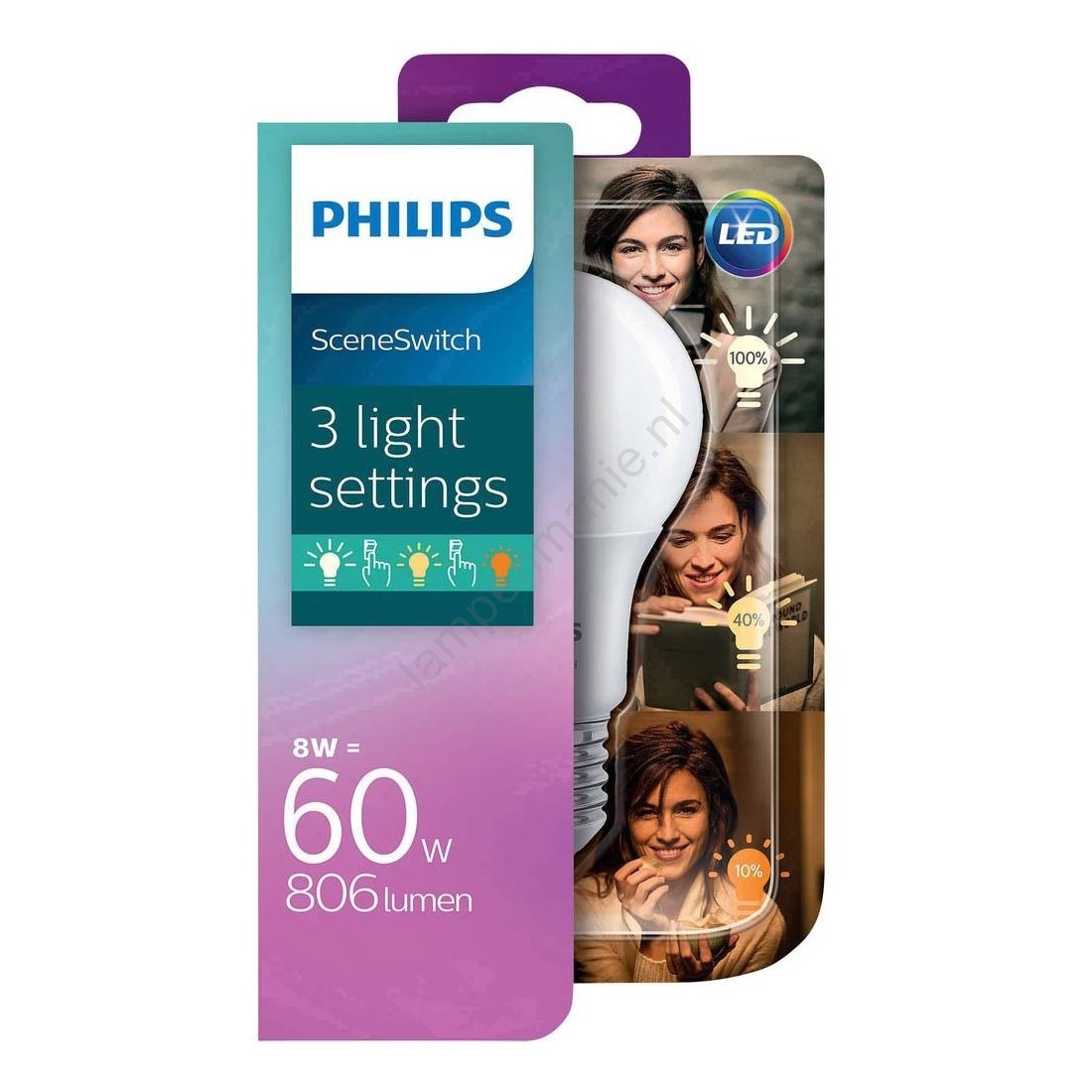 LED Lamp Philips SCENE SWITCH A60 E27/8W/230V 2200K-2700K | Lampenmanie