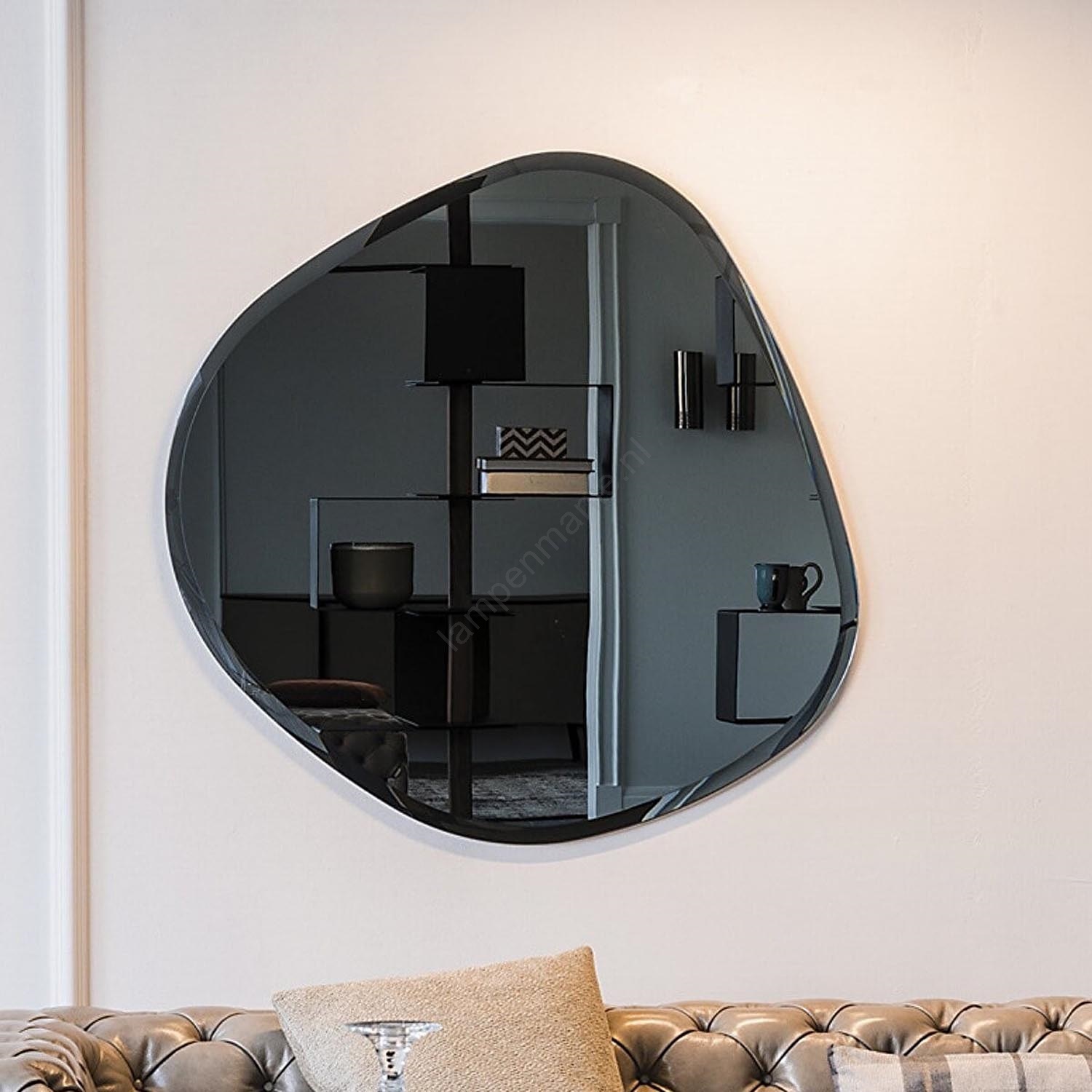 muur spiegel 60x60 cm zwart | Lampenmanie