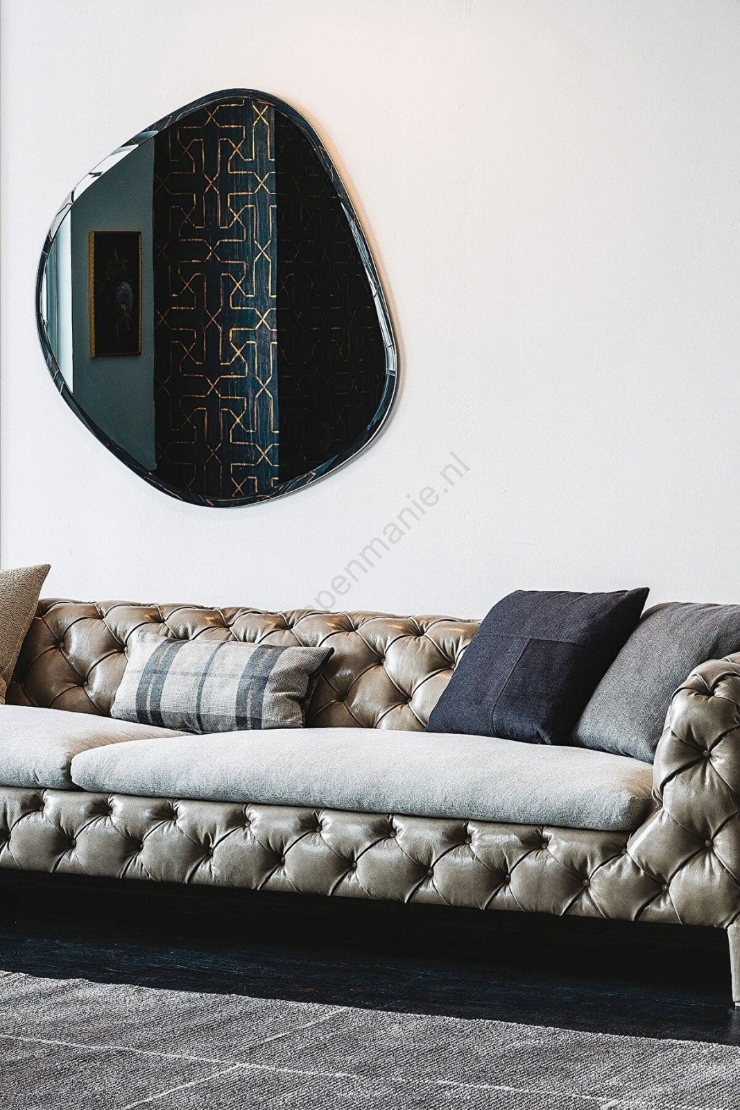 muur spiegel 60x60 cm zwart | Lampenmanie