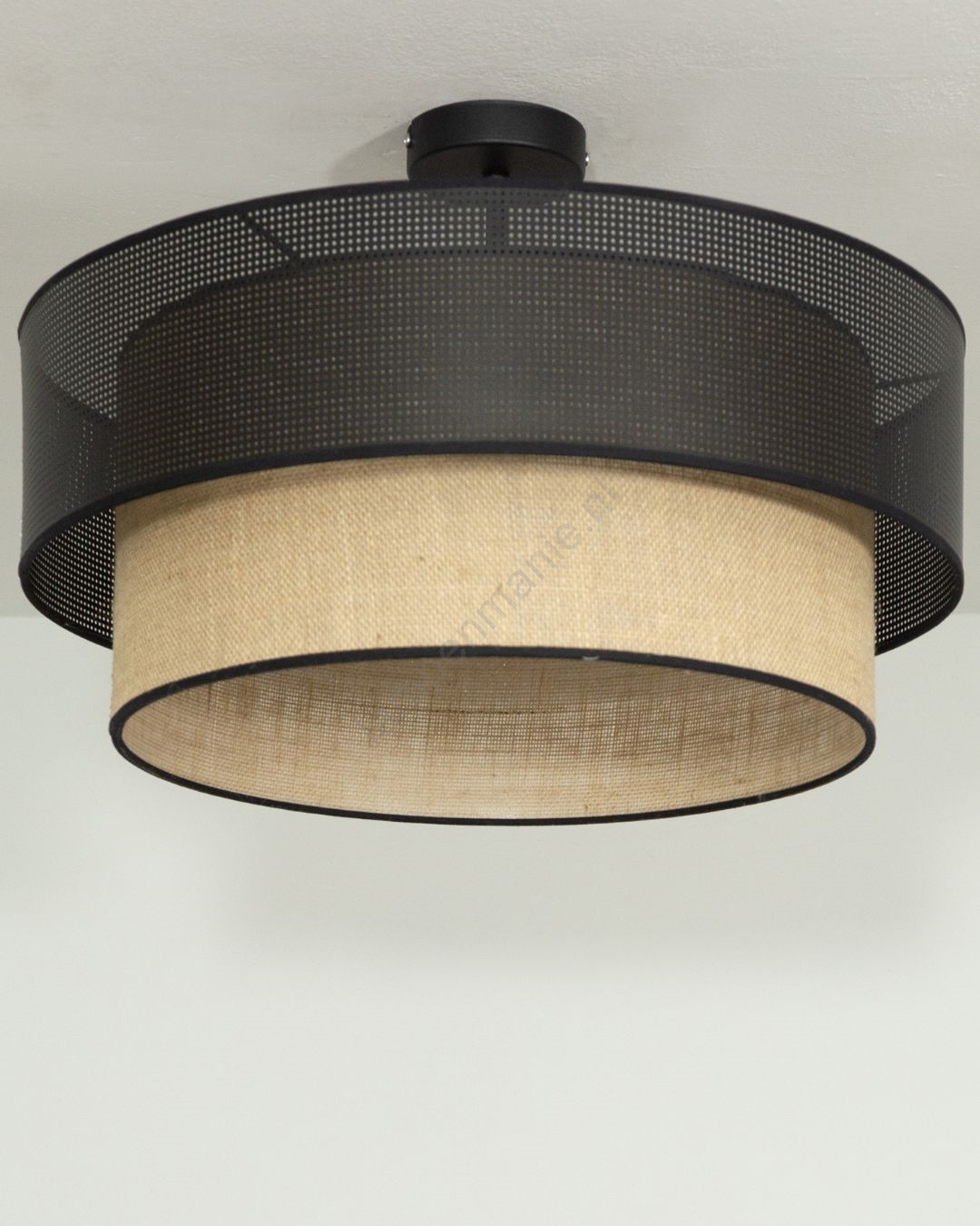 Opbouwlamp BORHO 1xE27/60W/230V Ø 50 cm zwart/jute | Lampenmanie