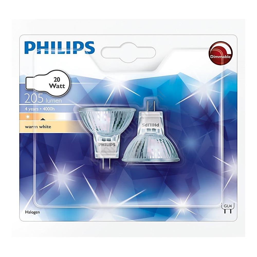 SET 2x Industrie Lamp Philips HALOGEN GU4/20W/12V 3000K | Lampenmanie