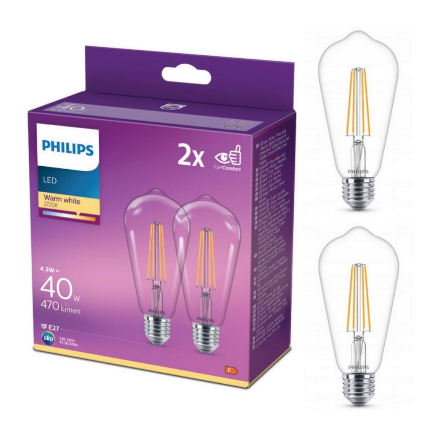 LED Lamp SMOKY VINTAGE Philips ST64 E27/2,3W/230V 2700K | Lampenmanie