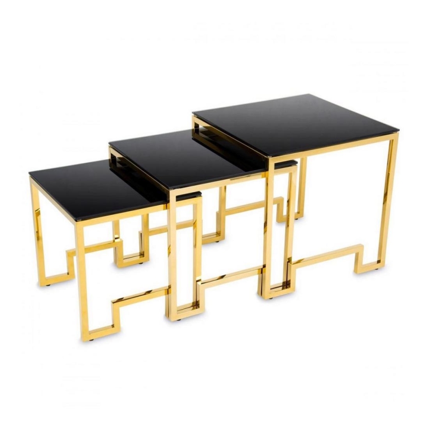 SET 3x Koffie Tafel SAMMEN goud/zwart | Lampenmanie