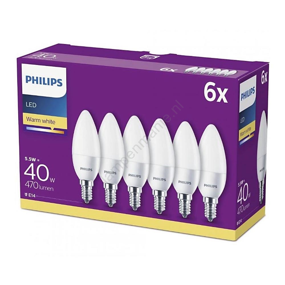 SET 6x LED Lamp Philips B35 E14/5,5W/230V 2700K | Lampenmanie