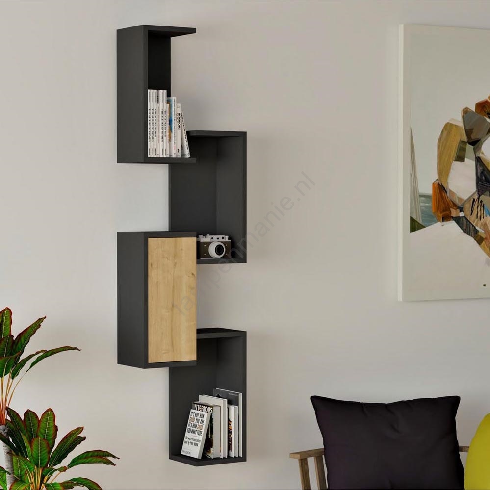 Wandplank ESTA 159x44 cm antraciet/beige | Lampenmanie